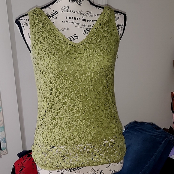 Kate Hill | Tops | Kate Hill Vintage Lime Green Crochet Top | Poshmark
